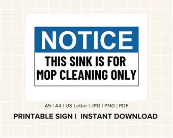 Printable Notice, Pot Wash Sink Only, Instant Download, Public Spaces ...