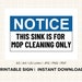 Printable Notice, Mop Cleaning Sink Only, Instant Download, Public ...