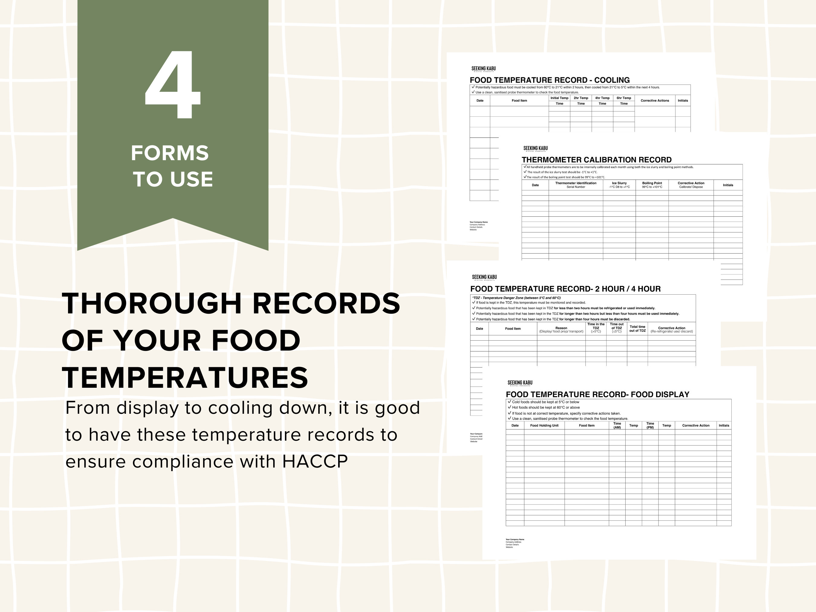 Food Temperature Record Sheets for Restaurants, Cafe, Bakery, Catering ...