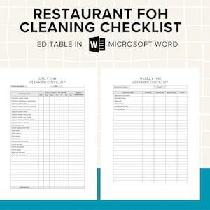 Restaurant FOH Cleaning Checklist | Restaurant Cleaning Checklist ...