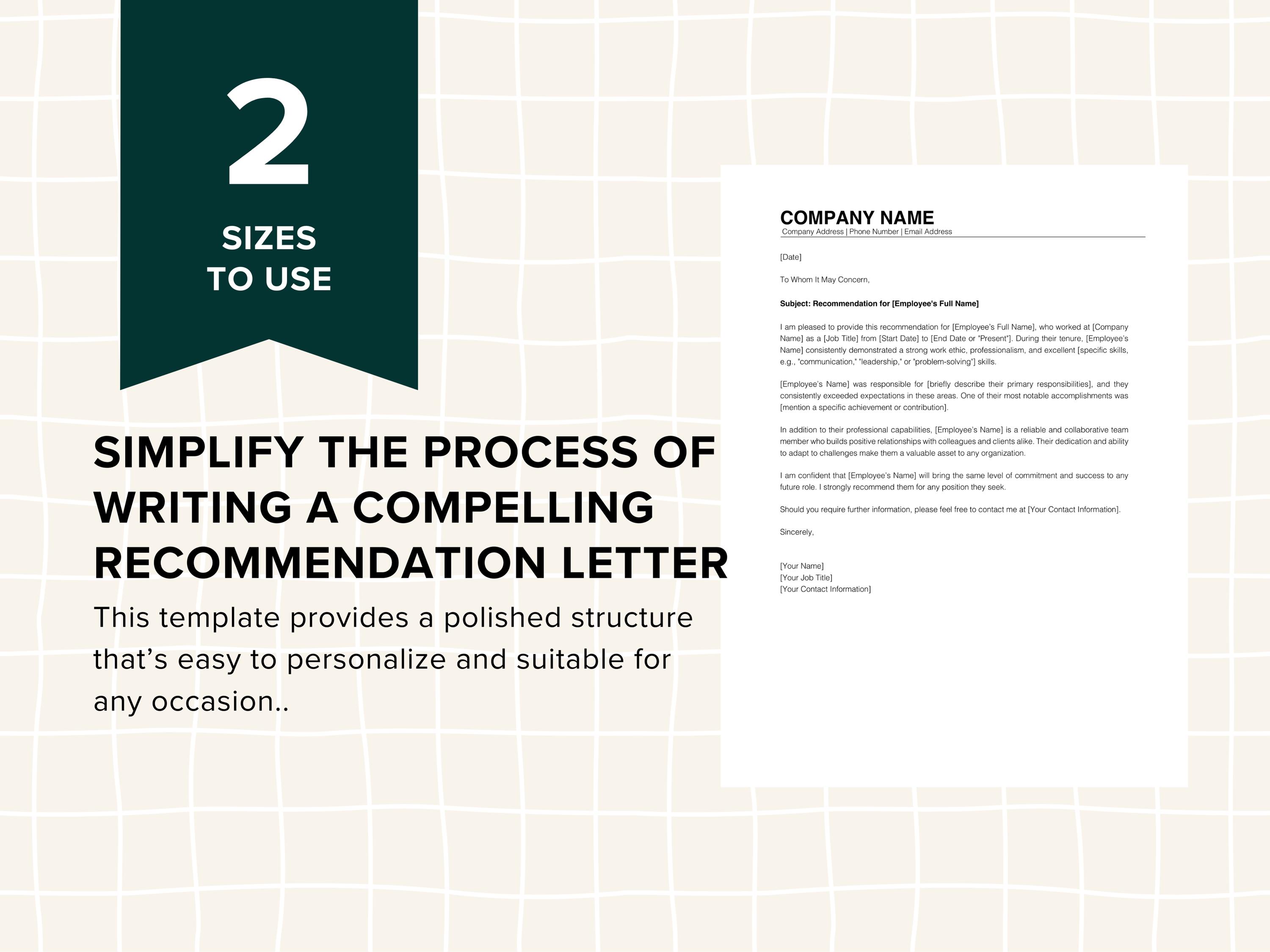 Professional Recommendation Letter Template, Editable Word Template ...