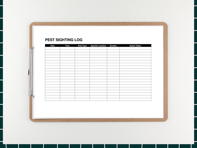 Editable Pest Sighting Log, Pest Control Sheet, Pest Tracking Form ...