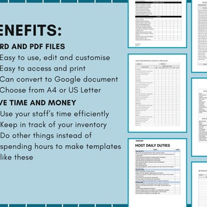 Restaurant FOH Templates Bundle, Daily, Server, Host, Bartender ...