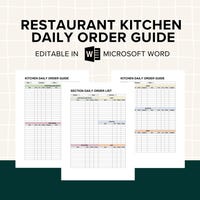 PDF Restaurant Order Sheet - Etsy