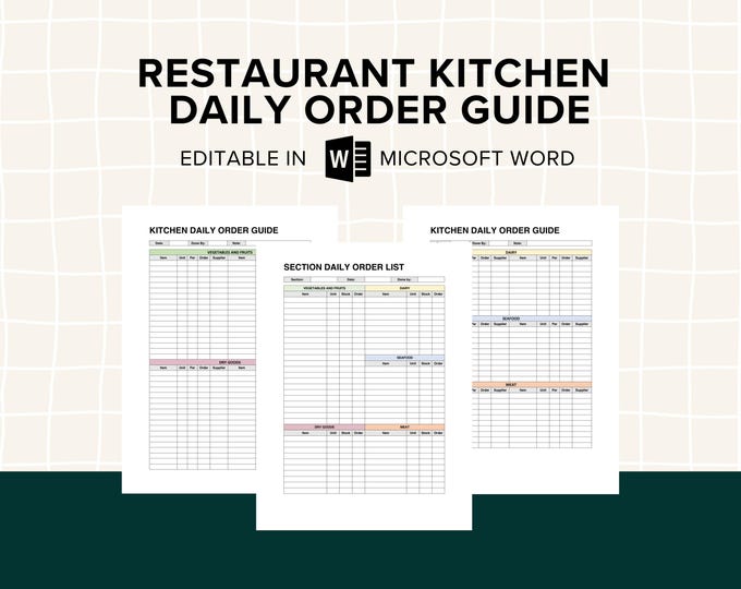 Order Guide for Restaurants and Bars, Restaurant Par List, Ordering ...