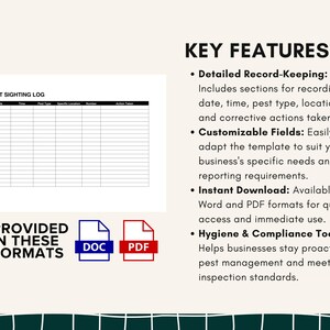 Editable Pest Sighting Log, Pest Control Sheet, Pest Tracking Form ...