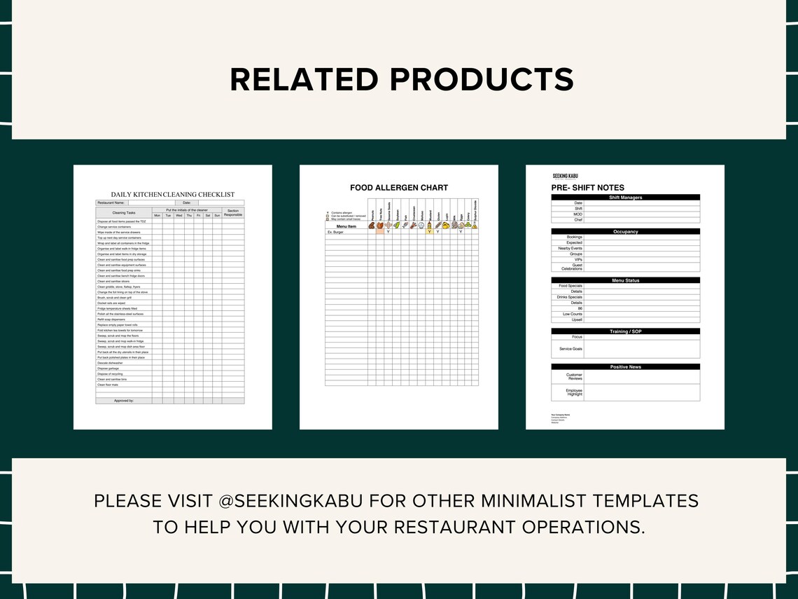 Kitchen Daily Order List, Order Guide. Restaurant and Cafe, Checklist ...