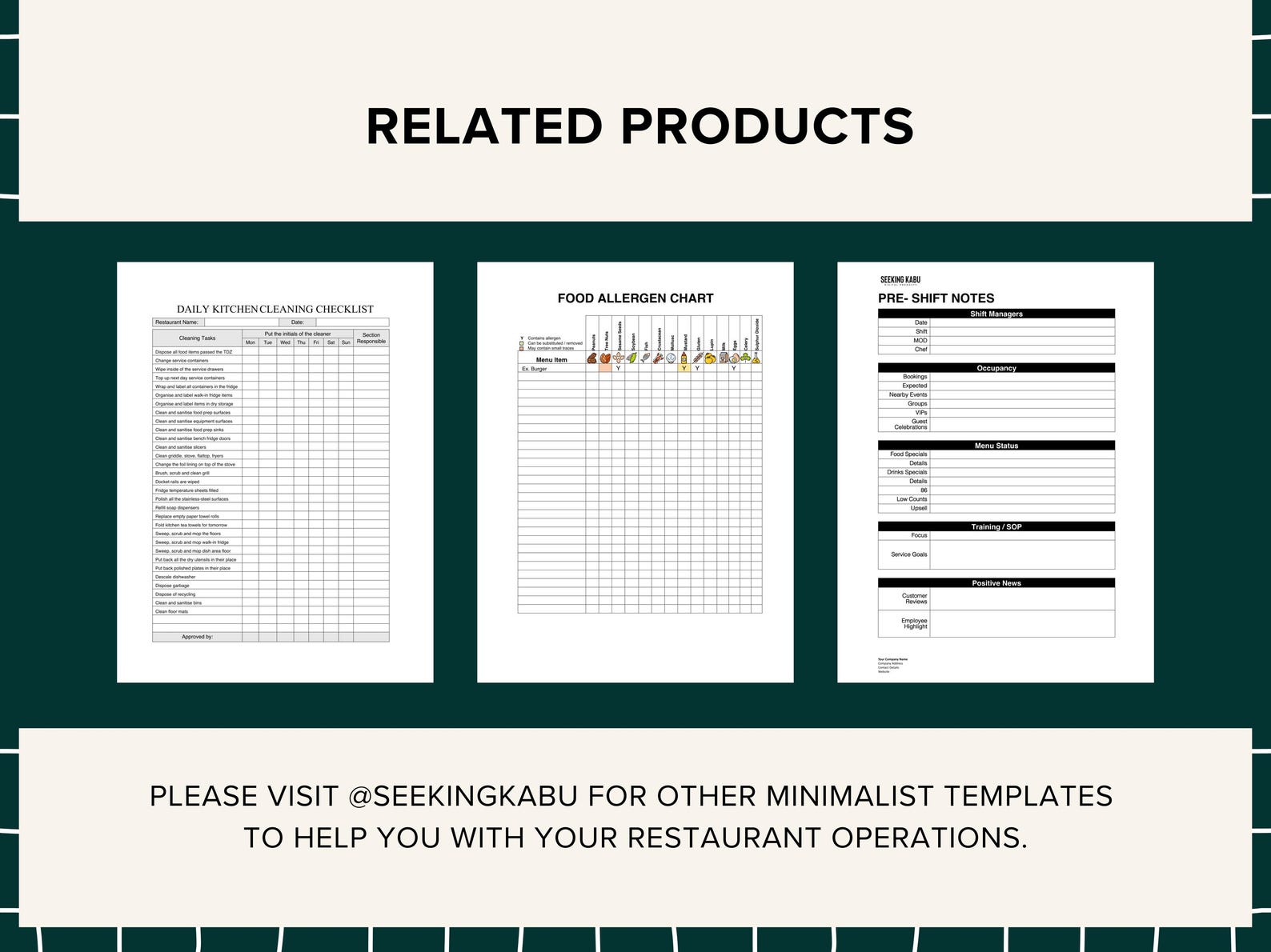 Kitchen Daily Order List, Order Guide. Restaurant and Cafe, Checklist ...
