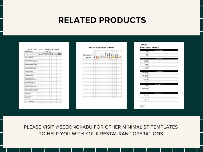 Kitchen Daily Order List, Order Guide. Restaurant and Cafe, Checklist ...