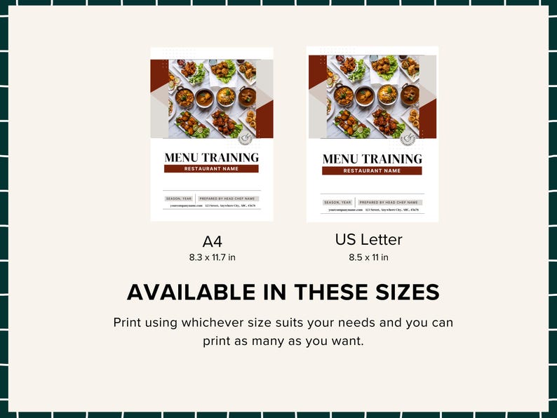 Menu Training Manual Template, Restaurant Staff Training Guide ...