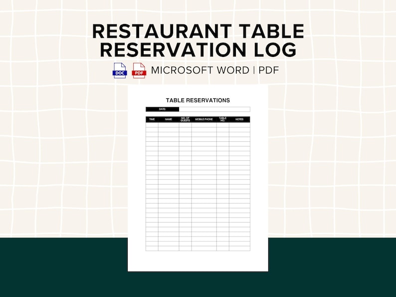 Restaurant Table Reservation Template | Editable Table Booking Form ...