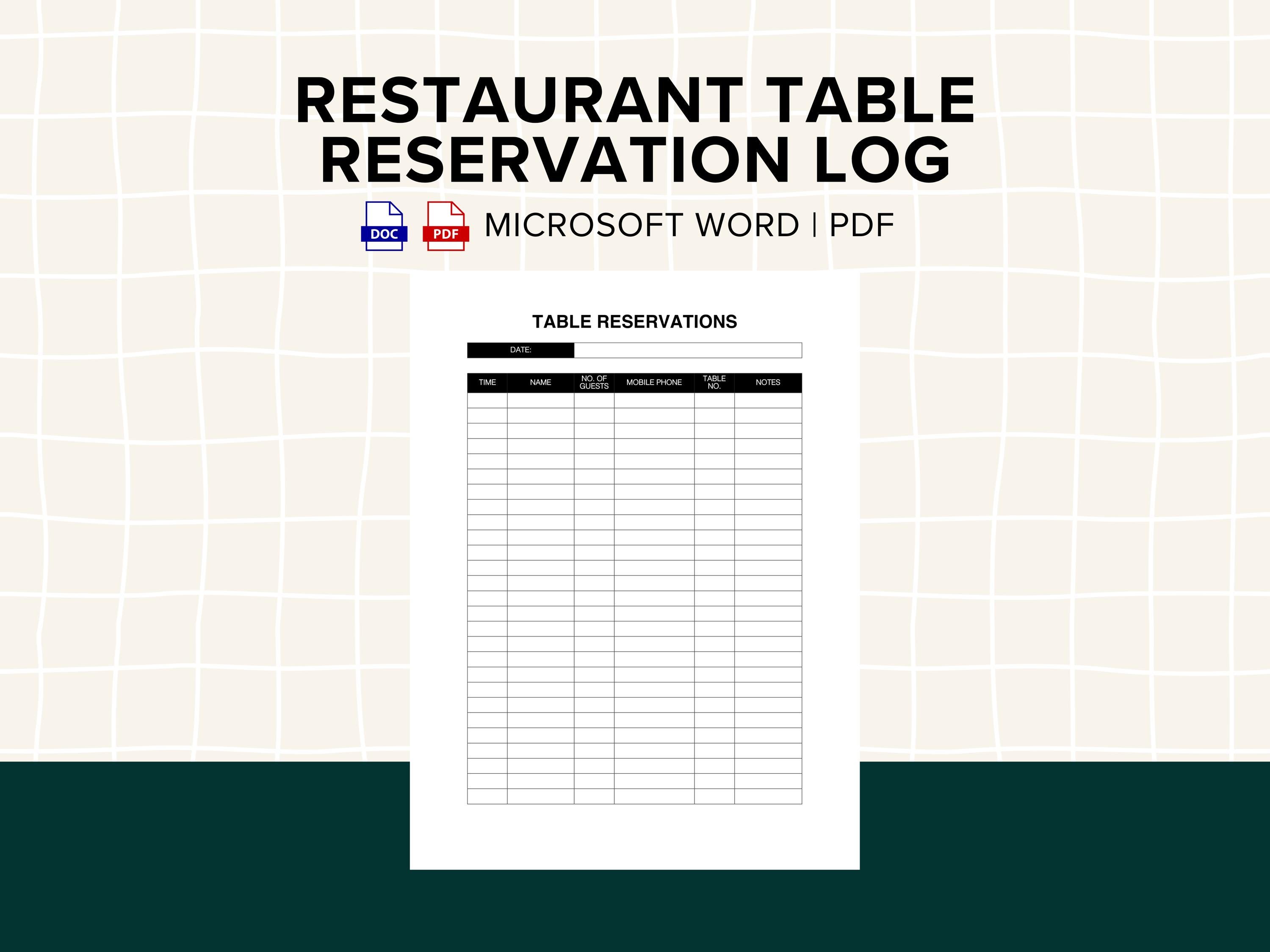 Restaurant Table Reservation Template | Editable Table Booking Form ...