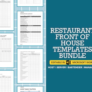 Restaurant FOH Templates Bundle, Daily, Server, Host, Bartender ...