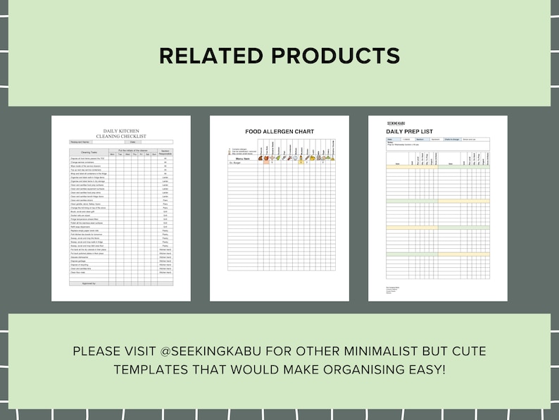 Restaurant Kitchen Templates Bundle, Order and Prep List, Fridge and ...