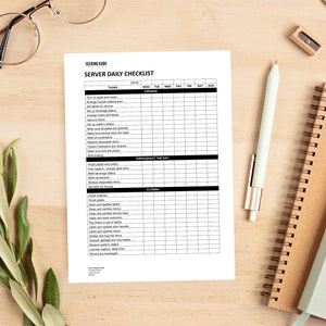 Server Daily Checklist; Restaurant; Cafe; New Hire Training, Mis En ...
