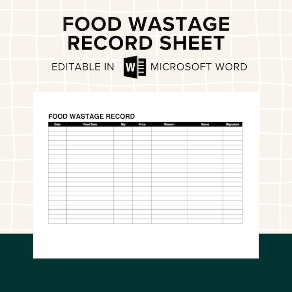 Printable Waste Sheets - Etsy