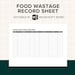 Restaurant Food Waste Tracker, Printable Food Disposal Sheet, Food ...