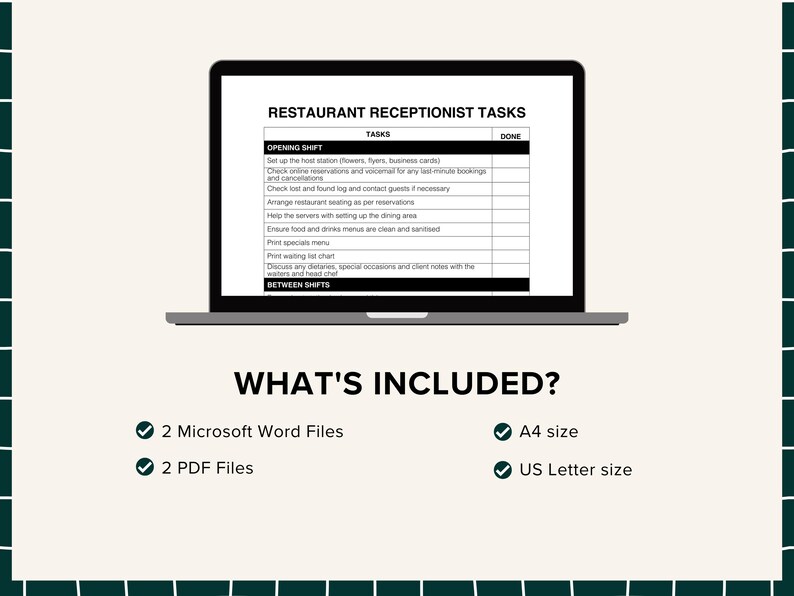 Restaurant Receptionist Daily Checklist, Maître D Duties, Restaurant ...