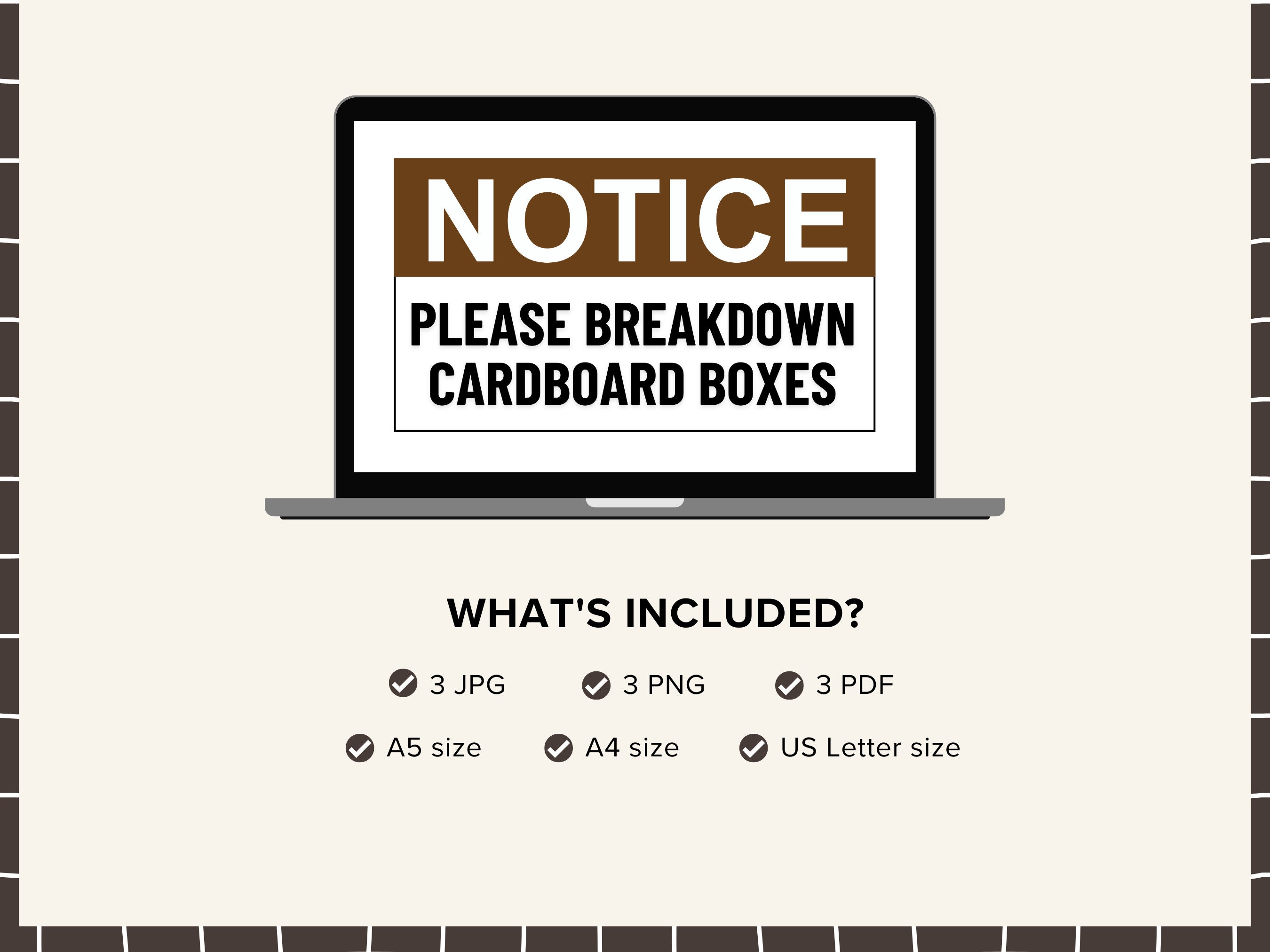 Printable Notice Breakdown Cardboard Boxes, Poster, PDF, PNG, JPG ...