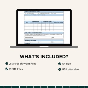 Employee Timesheet Correction Form, Editable Word and PDF, HR Forms ...