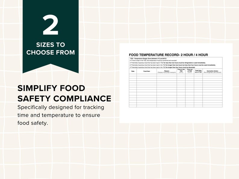 Food Temperature Record Template - Editable HACCP Log, 2 Hour 4 Hour ...