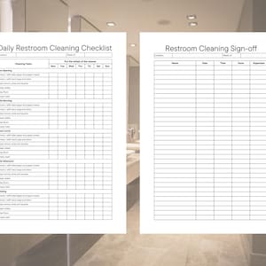 Public Restroom Cleaning Checklist and Sign off Sheet, Editable ...