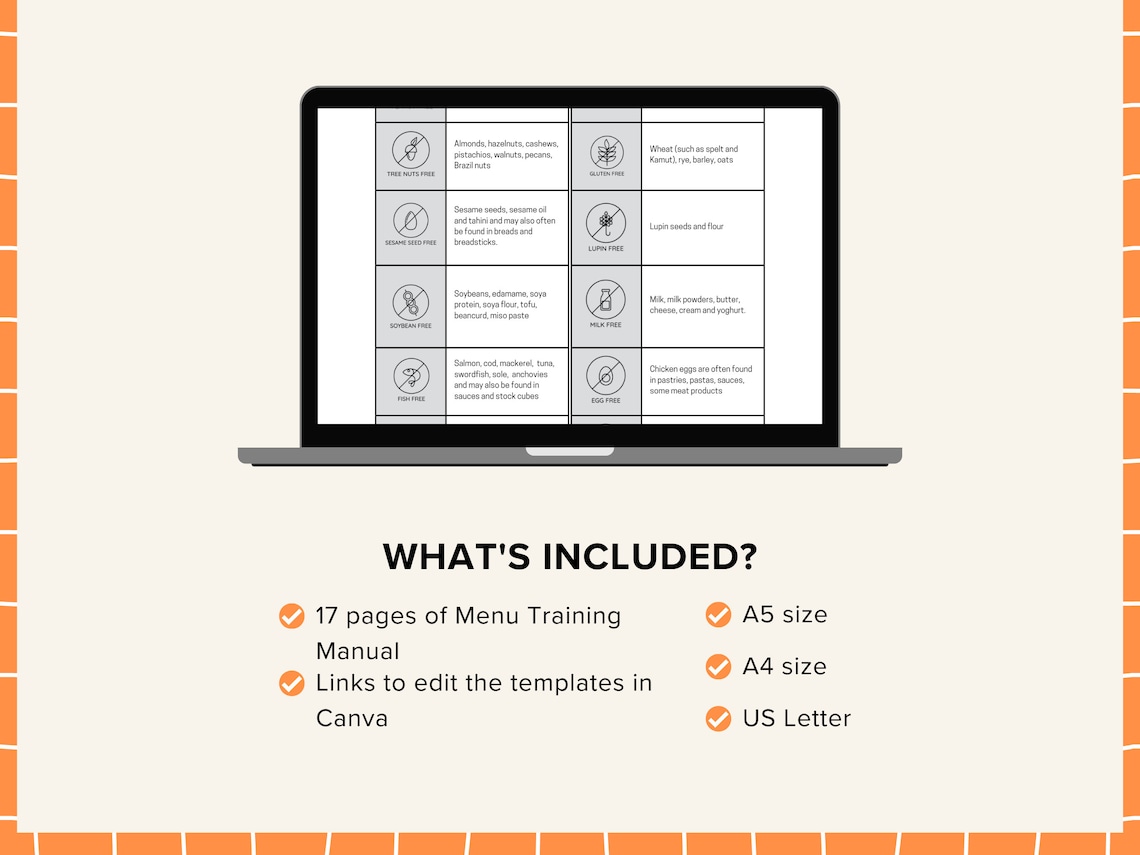 Restaurant Menu Training Manual, Editable Template, Food and Drinks ...