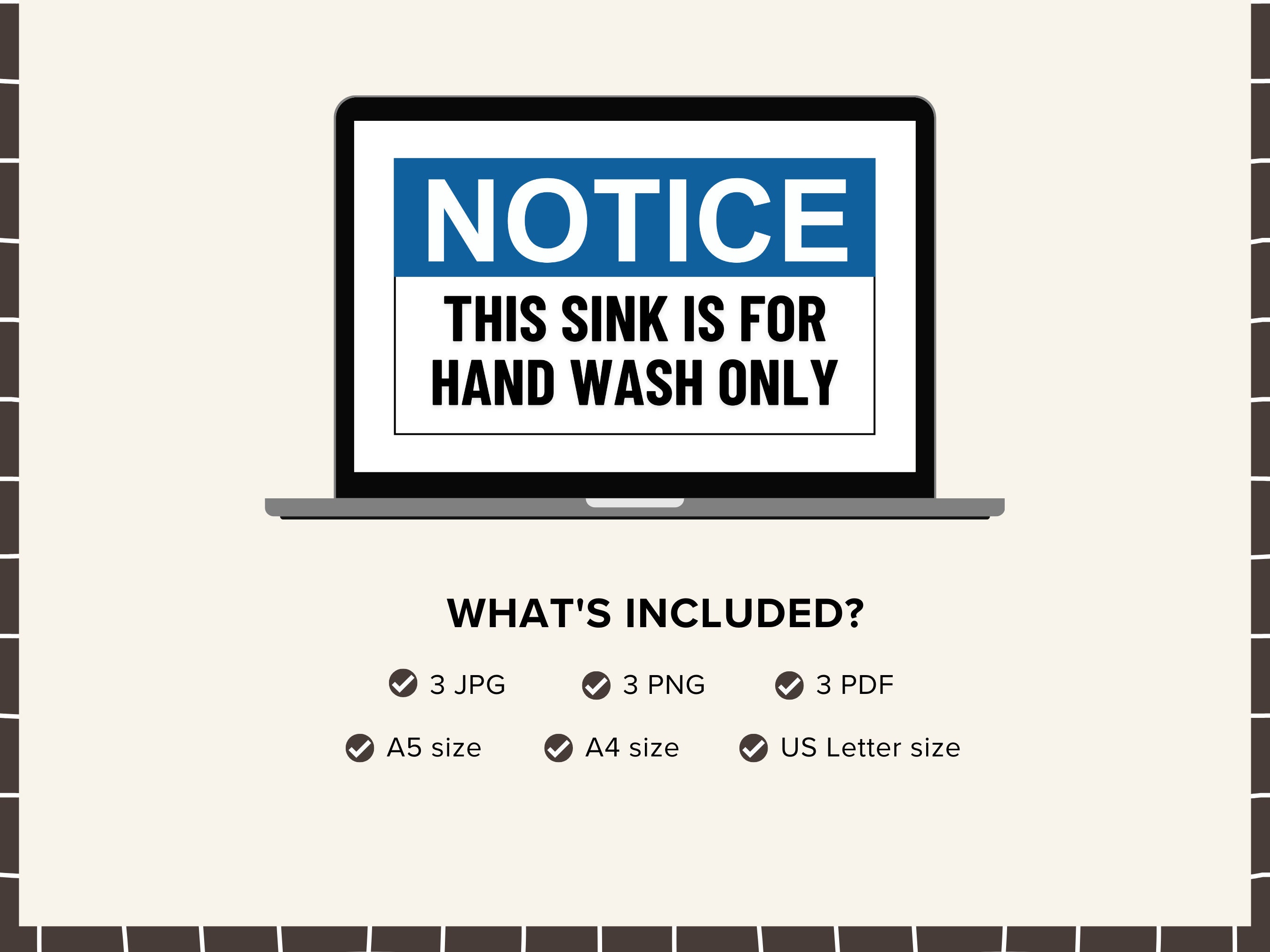 Printable Notice, Hand Wash Sink Only, Instant Download, Public Spaces ...