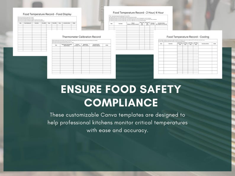 Food Temperature Record Sheets Canva Template, HACCP Compliance Forms ...
