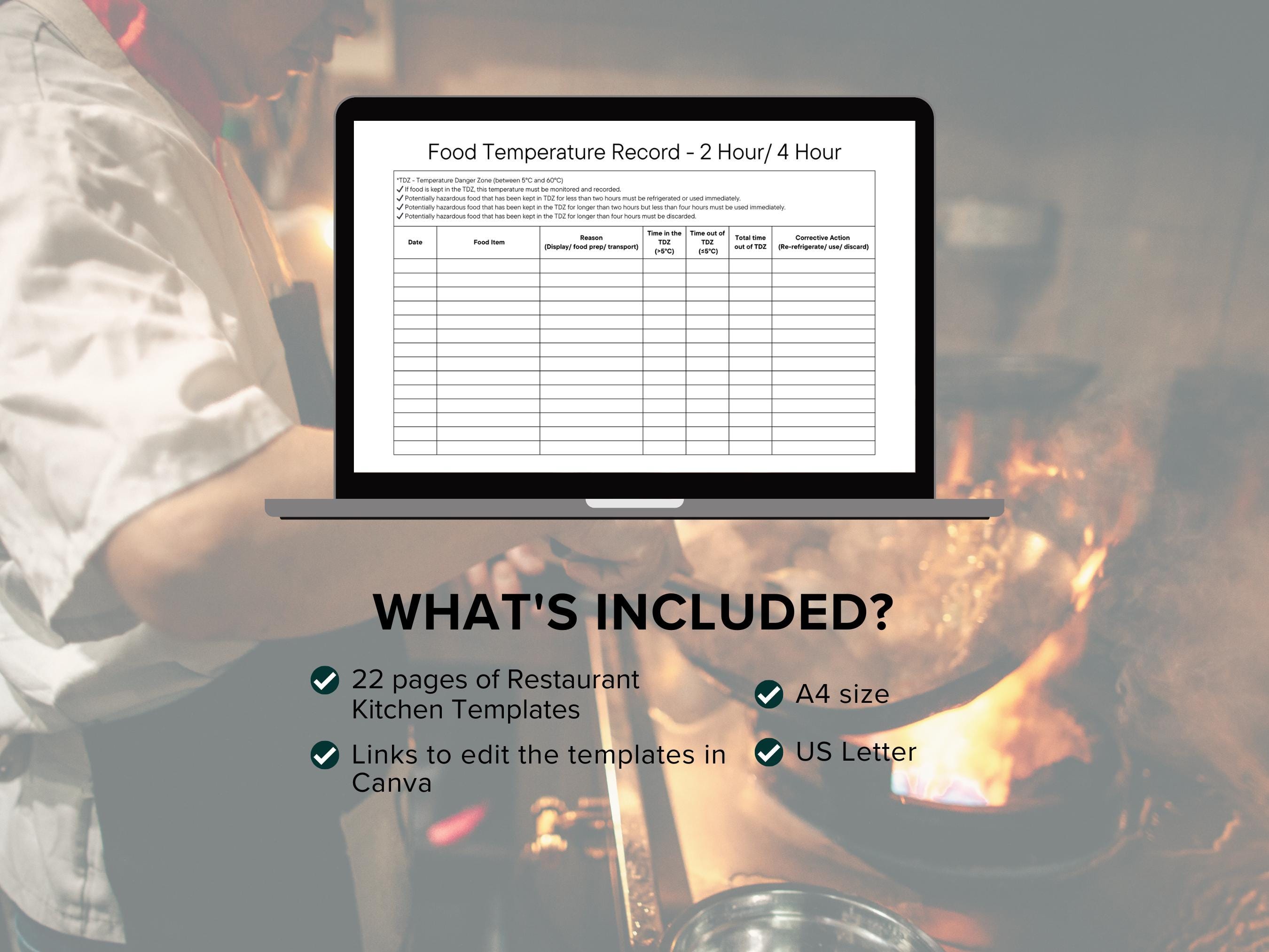 Restaurant Kitchen Templates Bundle, Canva Editable, Cafe BOH, HACCP ...