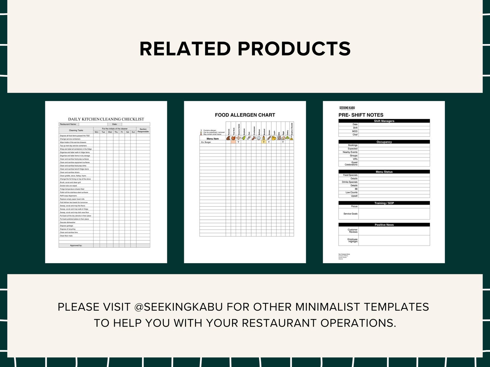 Kitchen Shift Handover Prep List, Notes Fot Chefs, Restaurant and Cafe ...