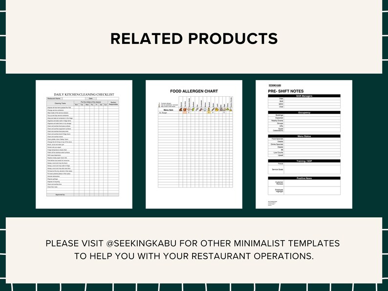 Kitchen Shift Handover Prep List, Notes Fot Chefs, Restaurant and Cafe ...