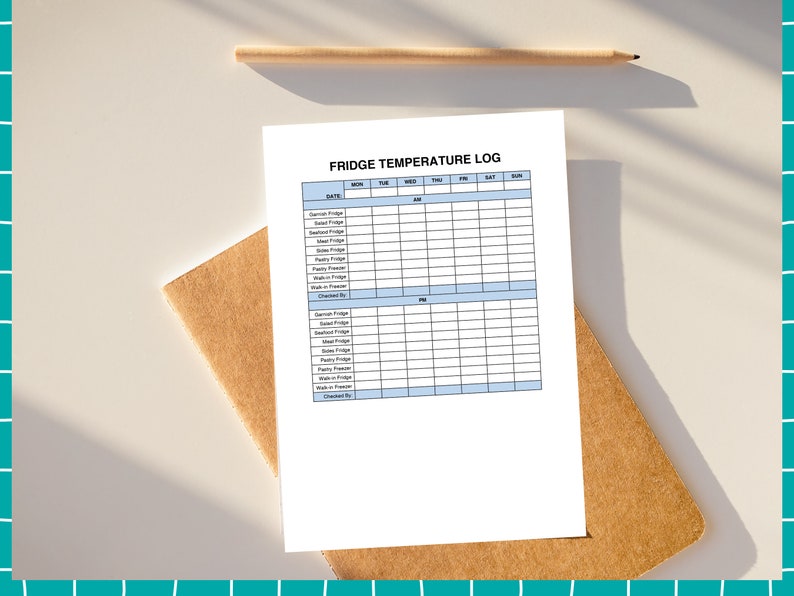 Kitchen Fridge Temperature Log; Restaurant, Cafe, Events, Hospitality ...