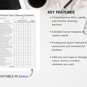 Commercial Kitchen Cleaning Checklist, Professional, Restaurant, Cafe ...