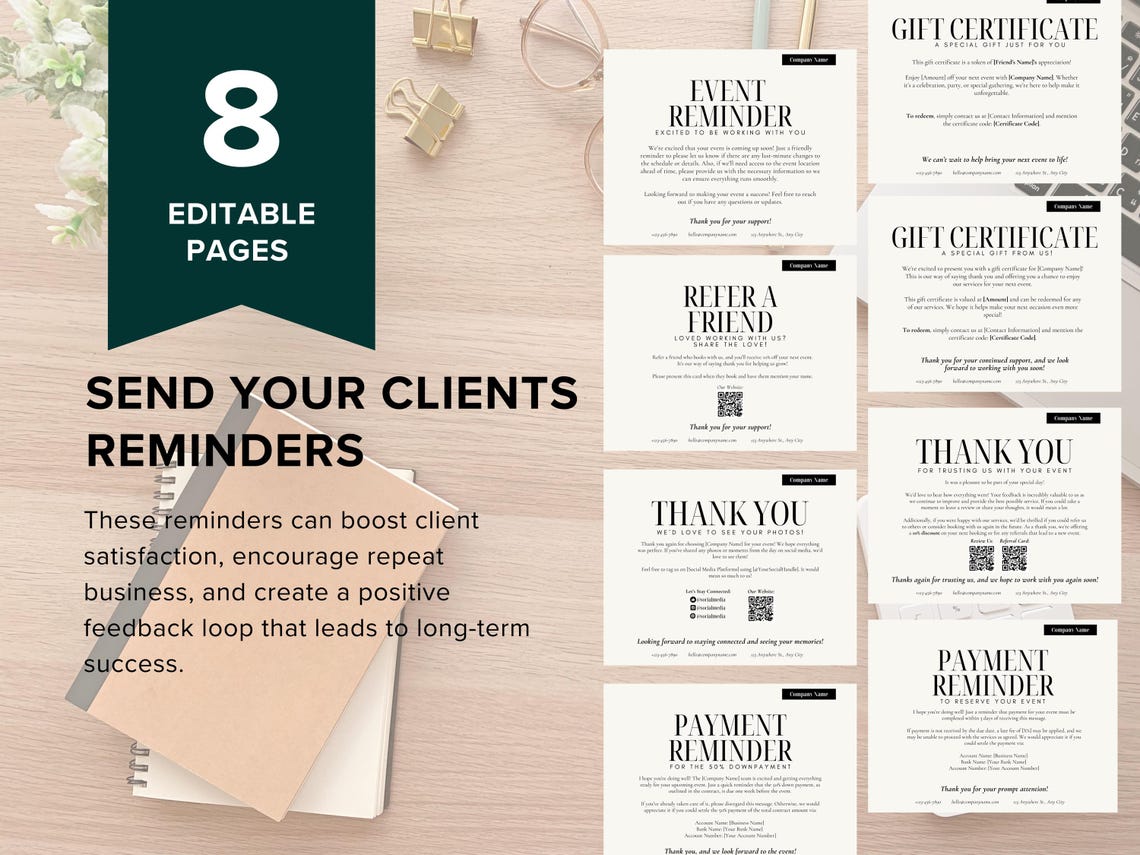 Editable Customer Care Cards Bundle, Referral Card, Event Payment ...