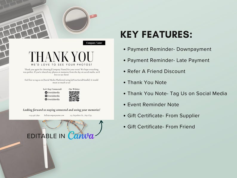 Editable Customer Care Cards Bundle, Referral Card, Event Payment ...