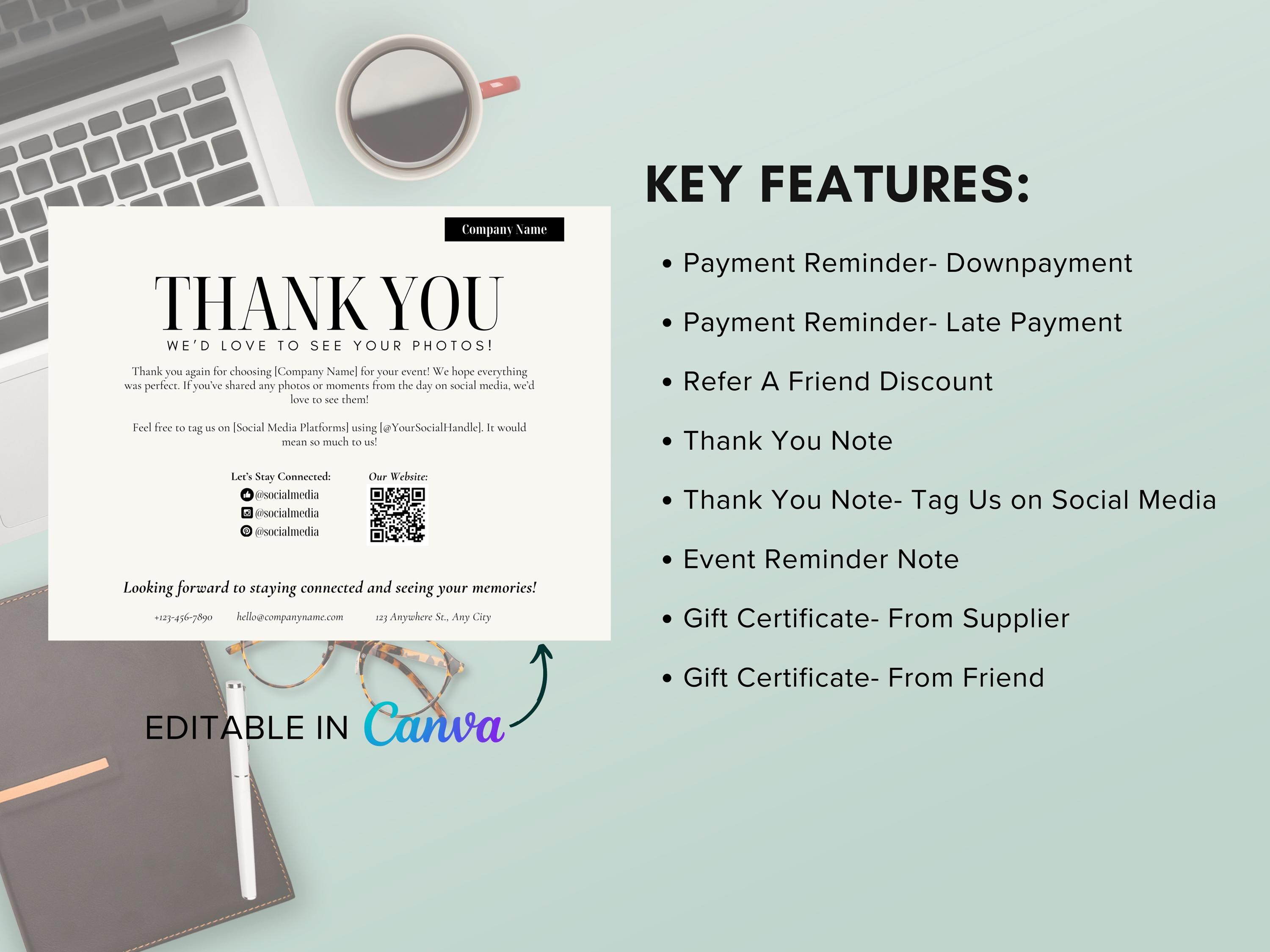 Editable Customer Care Cards Bundle, Referral Card, Event Payment ...