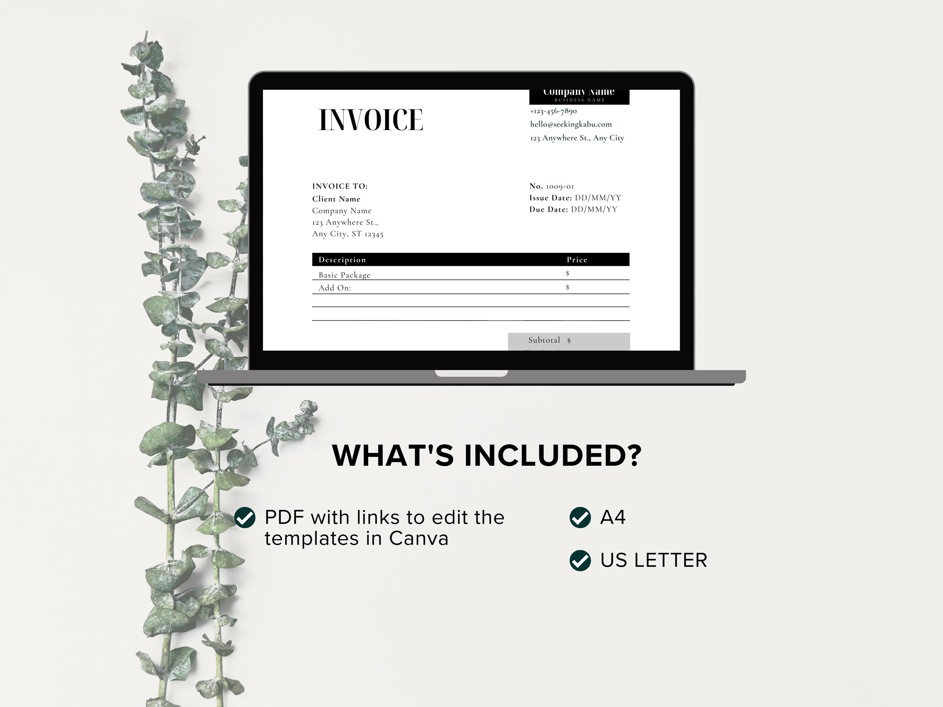 Editable Business Invoice Template, Minimalist Small Business Templates ...