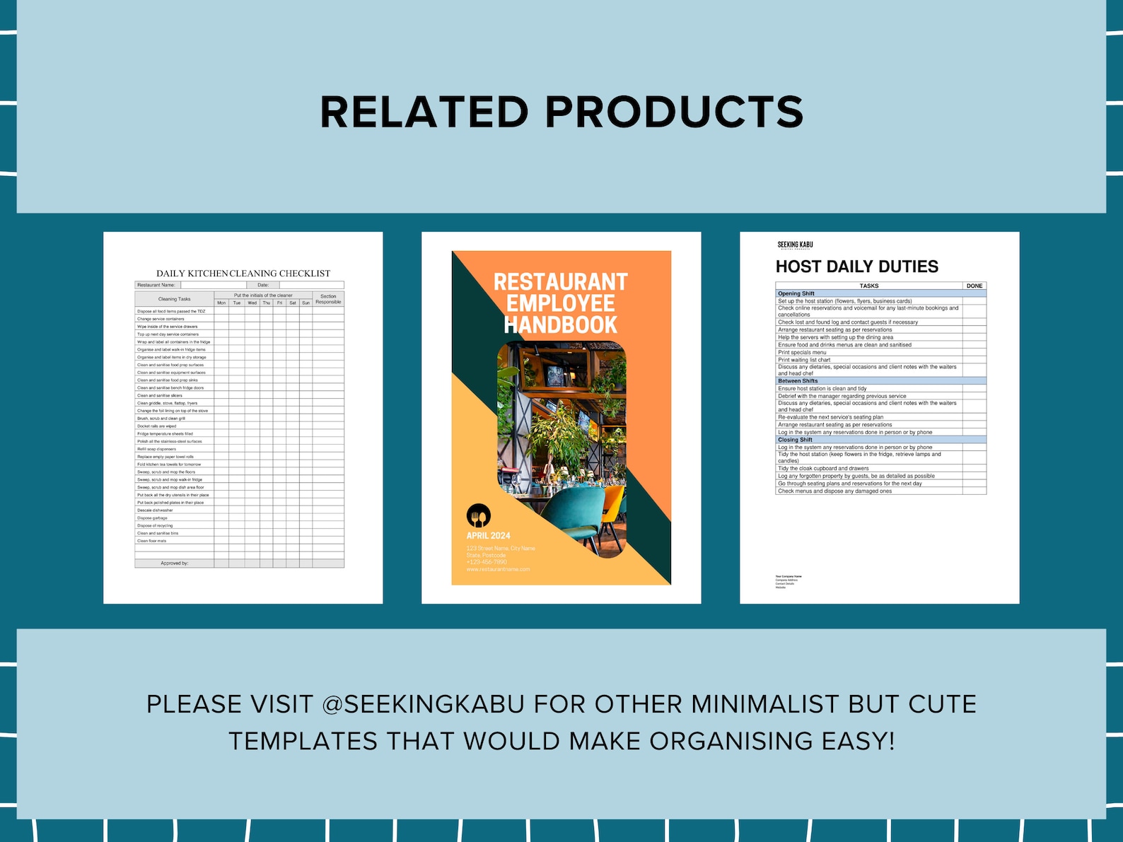 Restaurant FOH Templates Bundle, Daily, Server, Host, Bartender ...