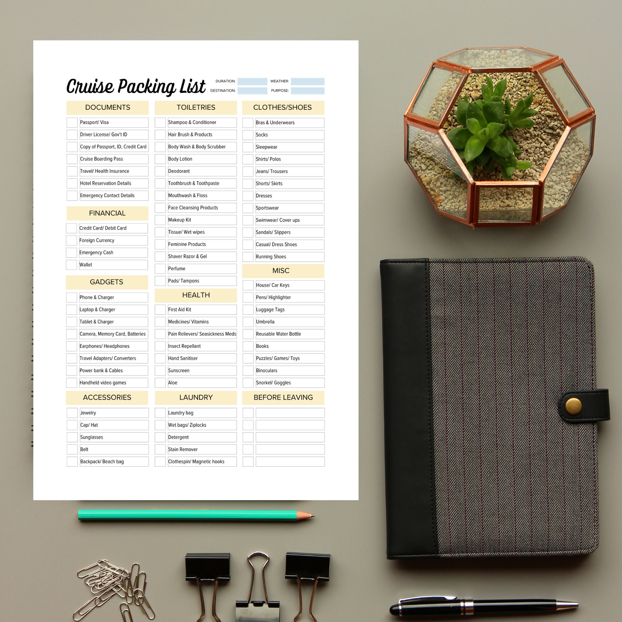 Editable Cruise Packing Checklist Printable Packing Checklist Travel ...