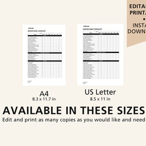 Server Daily Checklist; Restaurant; Cafe; New Hire Training, Mis En ...