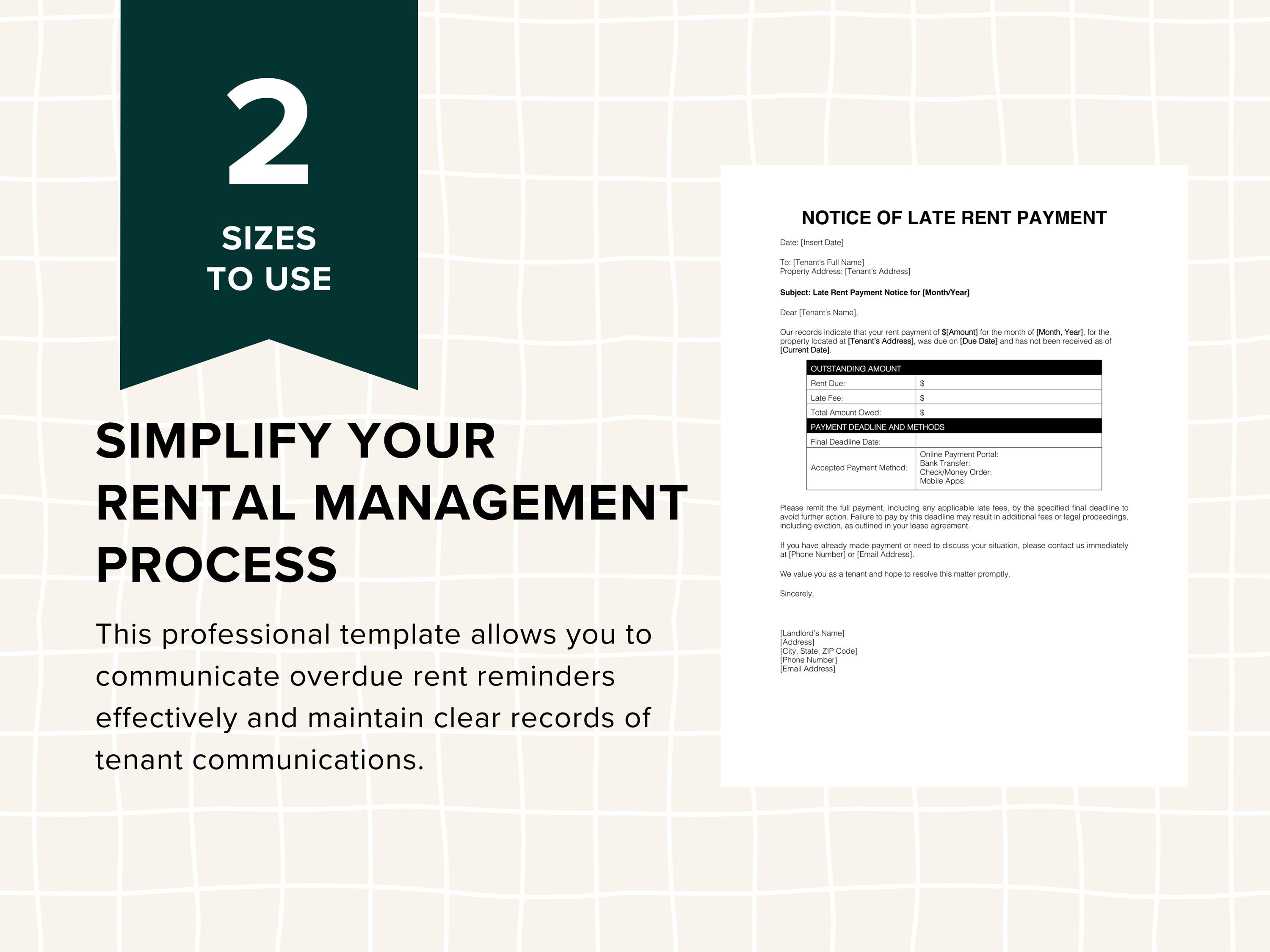 Notice of Late Rent Payment Template, Late Rent Notice Form, Overdue ...