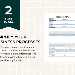 Job Order Form Template, Work Request Form, Editable Word, Printable ...