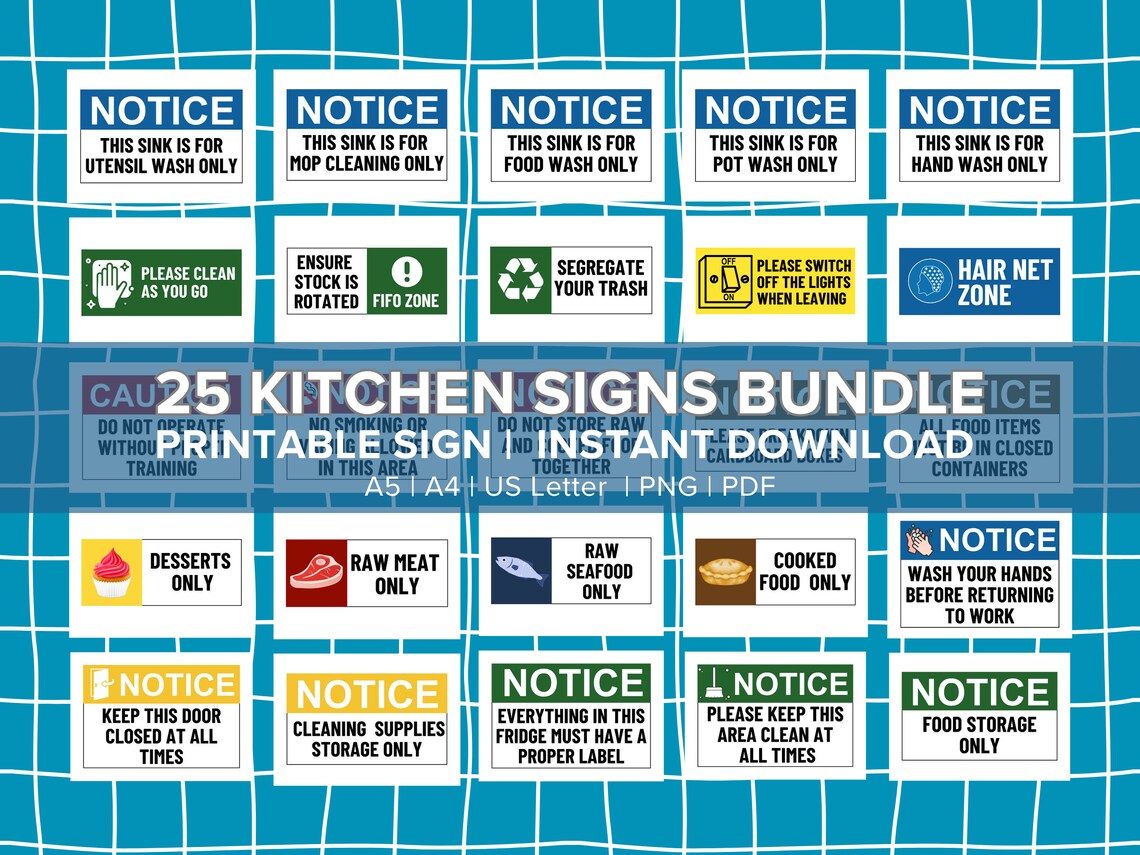 Printable Notice Restaurant Signs, Food Safety, Hygiene, Sinks, Cool ...