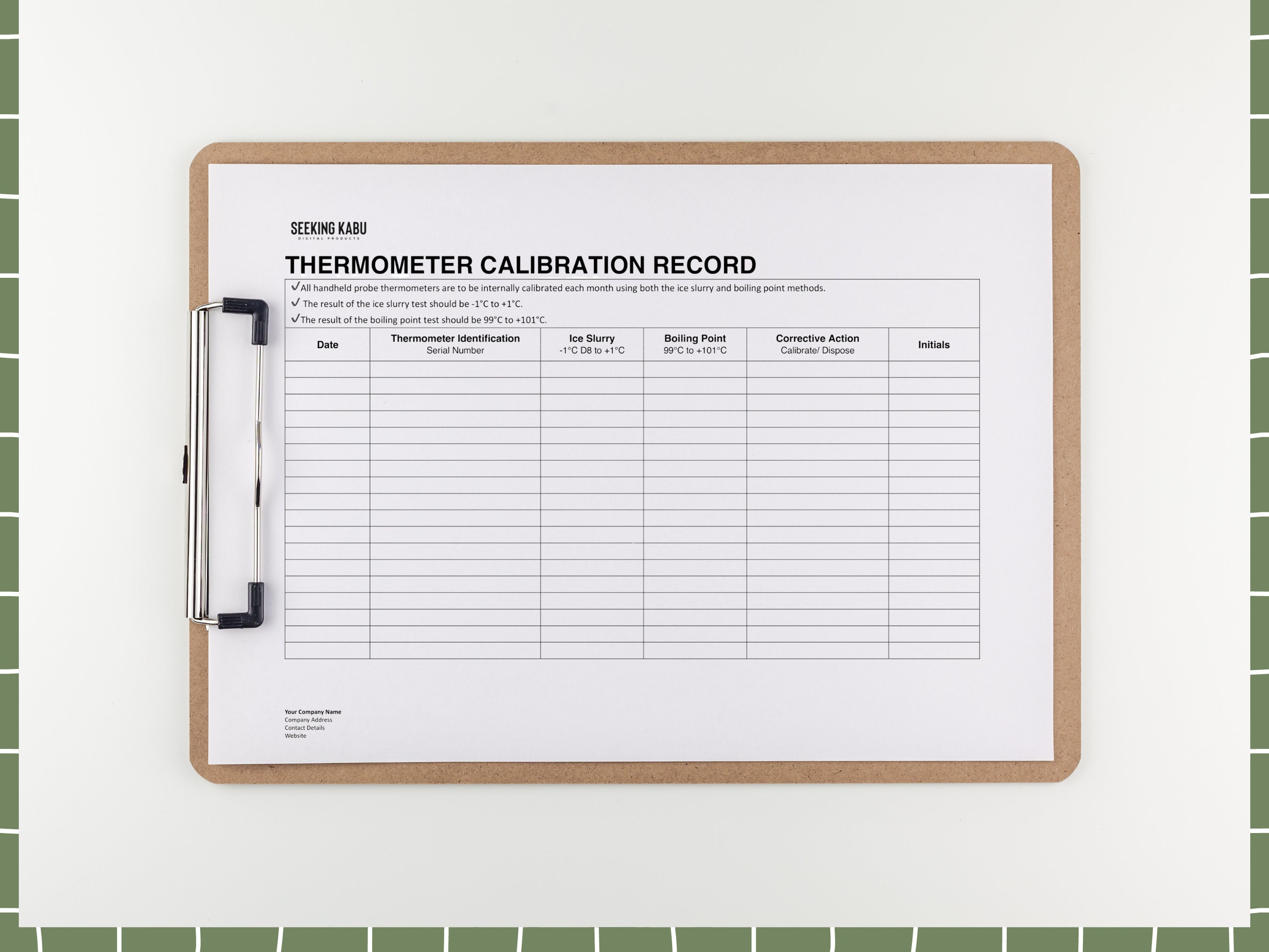 Food Temperature Record Sheets for Restaurants, Cafe, Bakery, Catering ...
