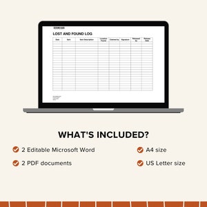 Lost and Found Log; Tracker; Customisable, Editable Templates; PDF, MS ...