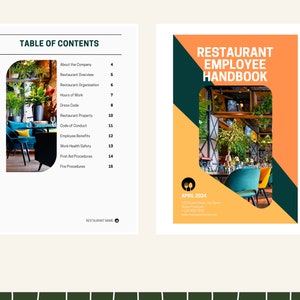 Restaurant Employee Handbook, Training Manual, New Hired Chefs, Servers ...