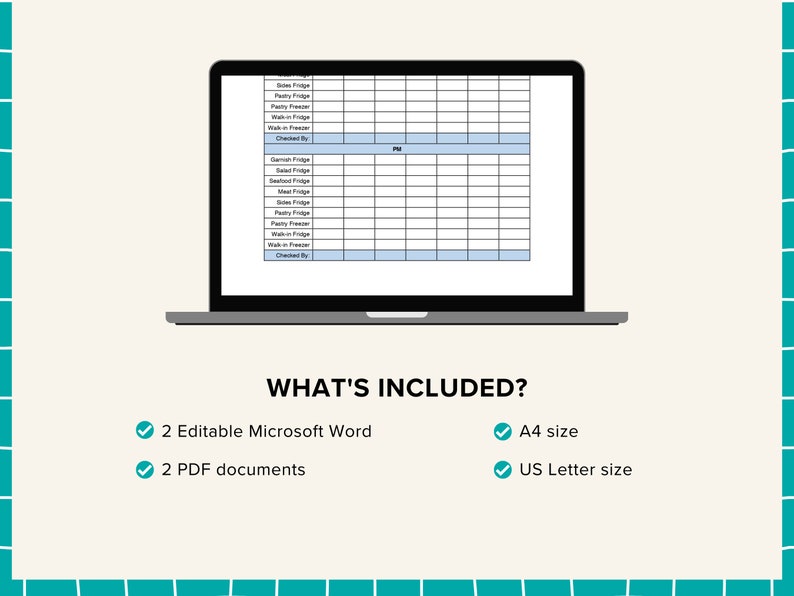 Kitchen Fridge Temperature Log; Restaurant, Cafe, Events, Hospitality ...