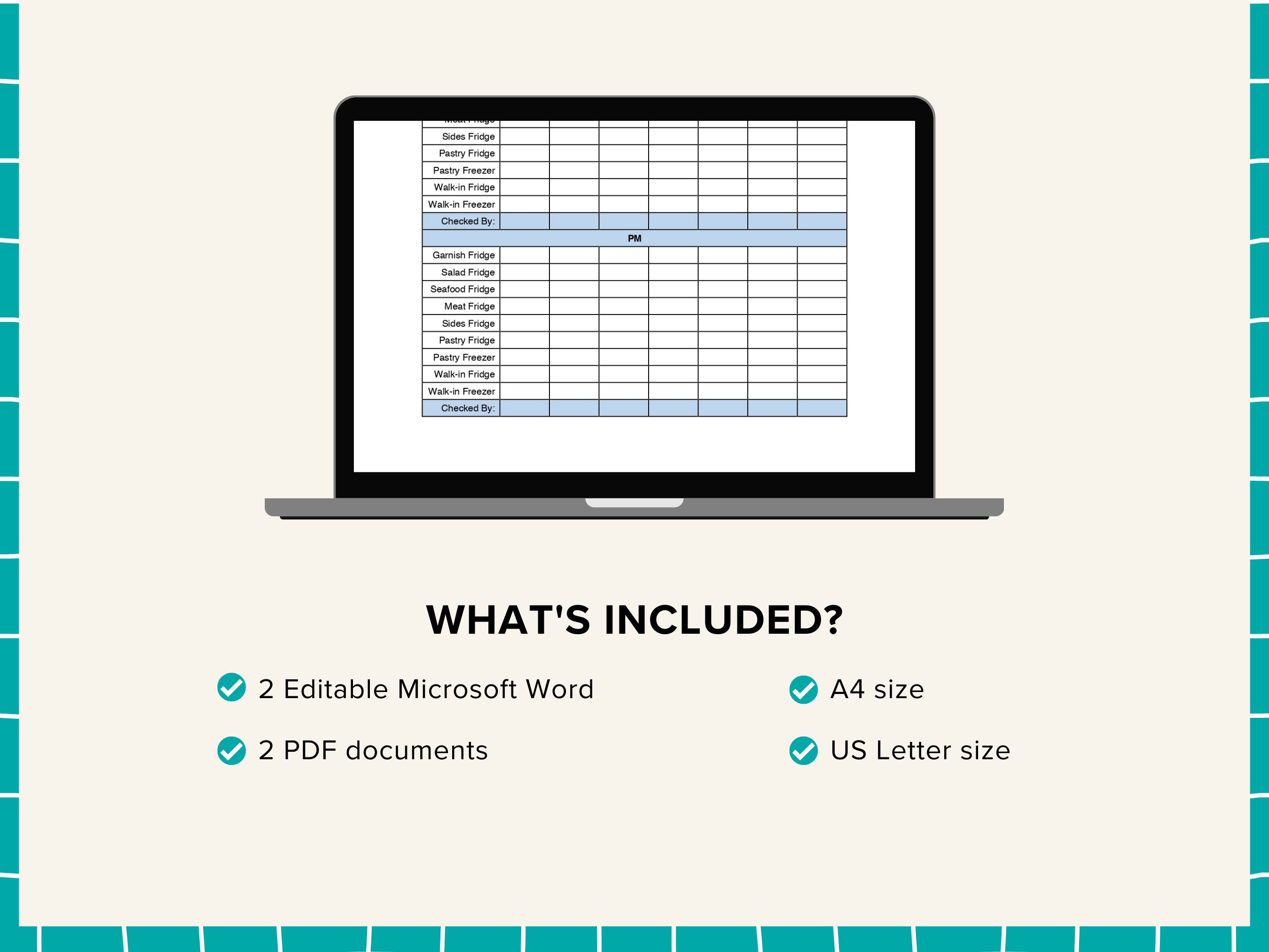 Kitchen Fridge Temperature Log; Restaurant, Cafe, Events, Hospitality ...