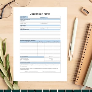 Job Order Form Template, Work Request Form, Editable Word, Printable ...